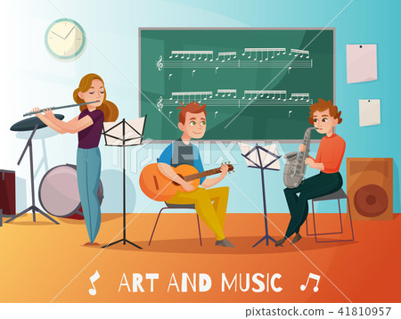 Music Lesson Cartoon Illustration - Stock Illustration [41810957] - PIXTA