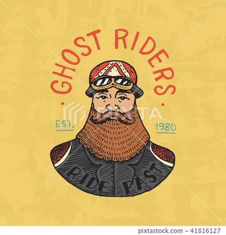Bearded biker templates. Motorcycles club.... - Stock Illustration ...