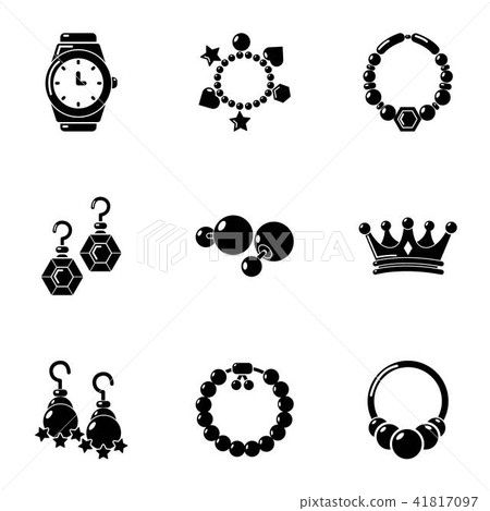 Adornment icons set, simple style-插圖素材 [41817097] - PIXTA圖庫