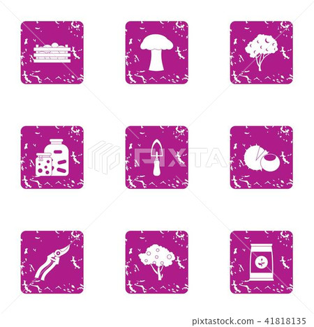 Processing area icons set, grunge style - Stock Illustration [41818135 ...