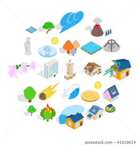 Land icons set, isometric style - Stock Illustration [41818619] - PIXTA