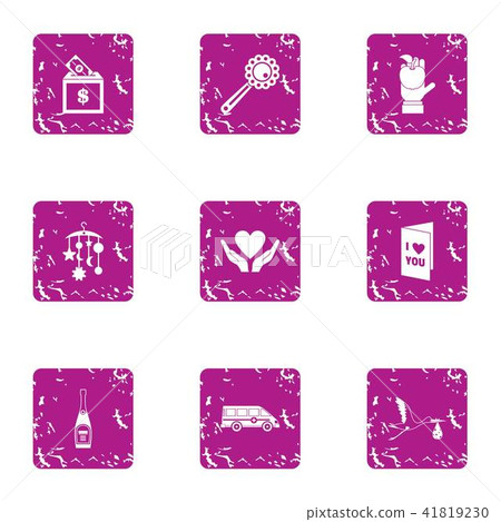 Love child icons set, grunge style - Stock Illustration [41819230] - PIXTA