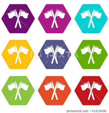 Paintball sport flags icons set 9 vector - Stock Illustration [41819496 ...