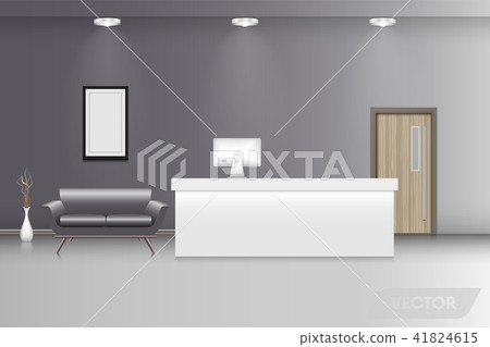 Reception counter and interior decorative, Vector - Stock Illustration ...