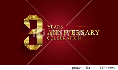3 years anniversary ribbon gold number. - Stock Illustration [41824669 ...