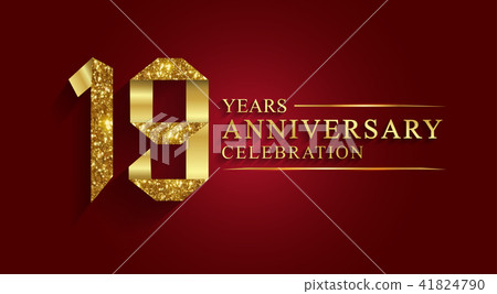 19 years anniversary ribbon gold number.-插圖素材 [41824790] - PIXTA圖庫