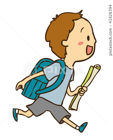 Elementary school student running - Stock Illustration [41826394] - PIXTA