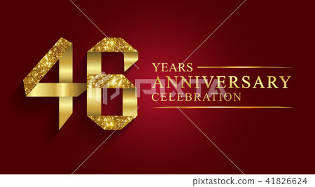 46 years anniversary ribbon golden number. - Stock Illustration ...