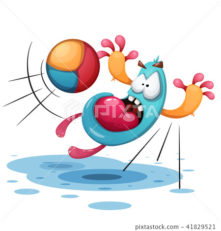 Cartoon crazy monster play football. - Stock Illustration [41829521 ...