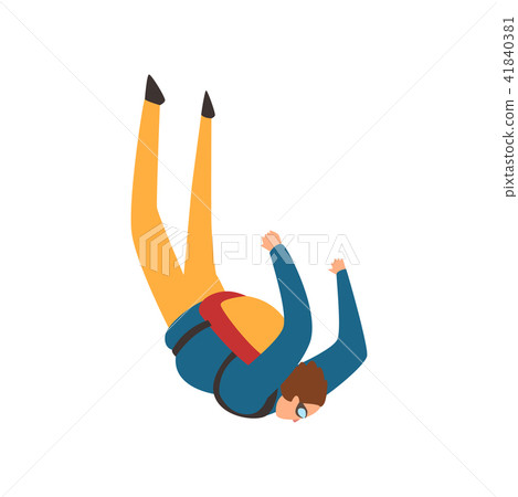 Young man falling through the air with... - Stock Illustration ...