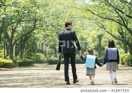 Family elementary school student commuter... - Stock Photo [41847354 ...