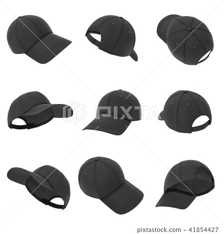 3d rendering of many black baseball caps... - Stock Illustration ...