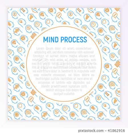Mind process concept with thin line icons set - Stock Illustration ...