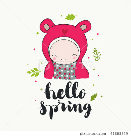 Hello spring cute character - Stock Illustration [41863859] - PIXTA