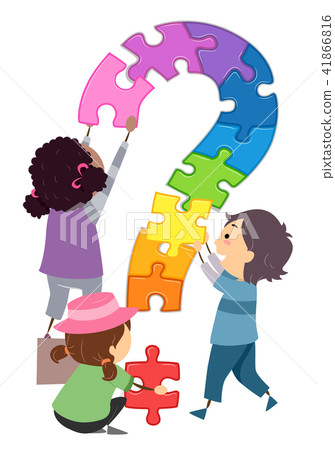 Stickman Kids Puzzle Question Mark Illustration - Stock Illustration ...