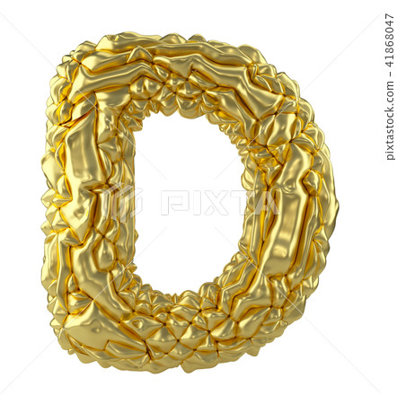 Capital latin letter D made of crumpled gold... - Stock Illustration ...