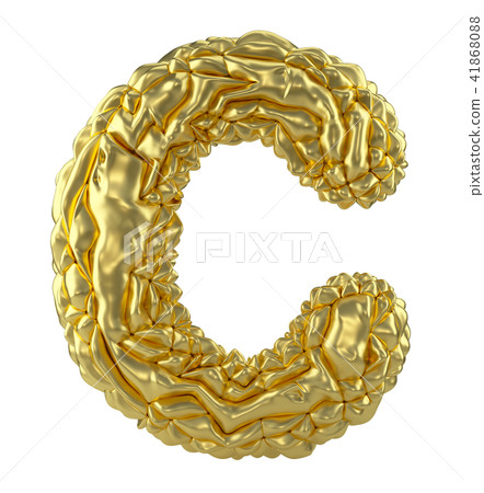 Capital latin letter C made of crumpled gold... - Stock Illustration ...