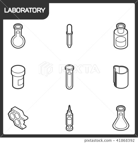 Laboratory outline isometric icons - Stock Illustration [41868392] - PIXTA