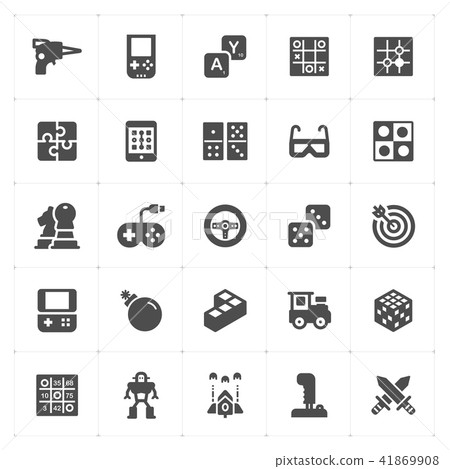 Icon set - game and toy filled icon style - Stock Illustration ...