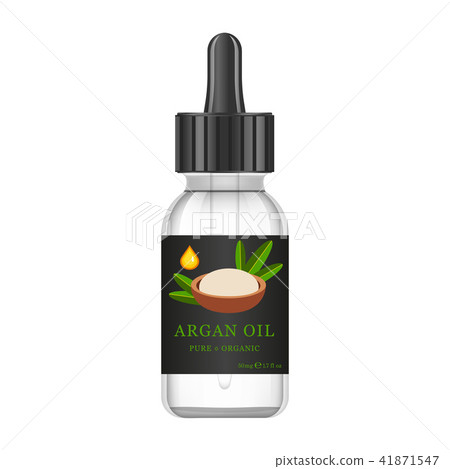Realistic white glass bottle with argan... - Stock Illustration ...