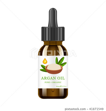 Realistic brown glass bottle with argan... - Stock Illustration ...