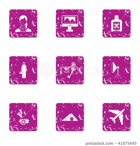 Damage icons set, grunge style-插圖素材 [41875693] - PIXTA圖庫