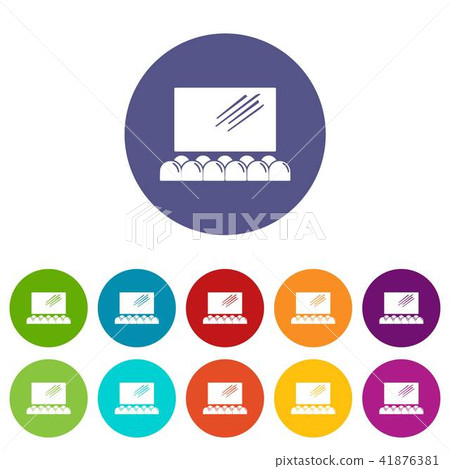 Movie theater screen icons set vector color - Stock Illustration ...