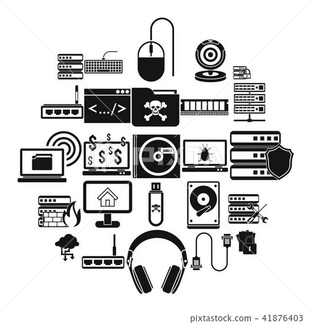Command line icons set, simple style - Stock Illustration [41876403 ...