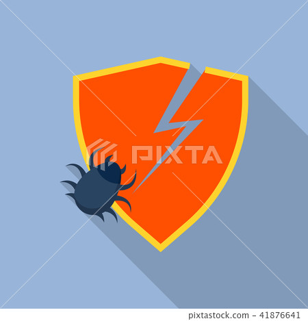 Crack security shield icon, flat style - Stock Illustration [41876641 ...