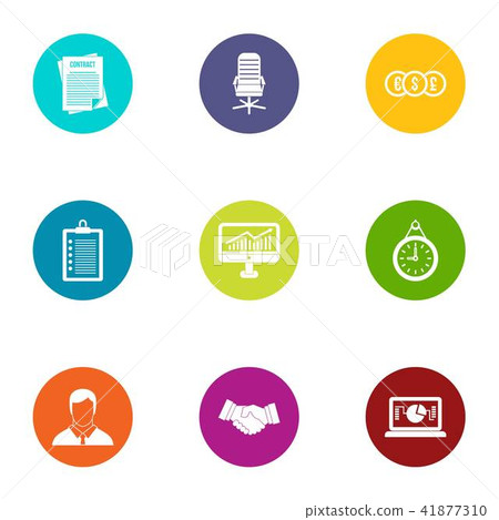 Work at computer icons set, flat style - Stock Illustration [41877310 ...