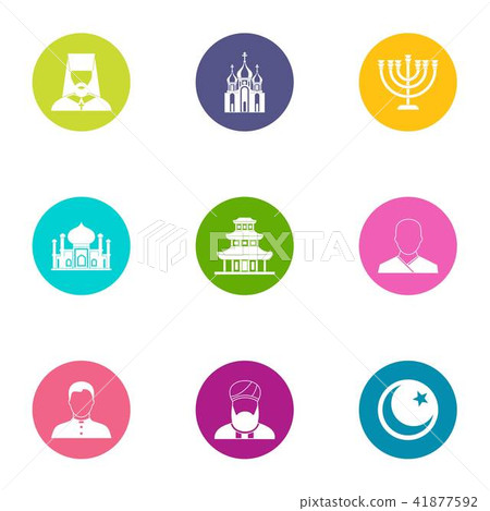 Priest icons set, flat style - Stock Illustration [41877592] - PIXTA