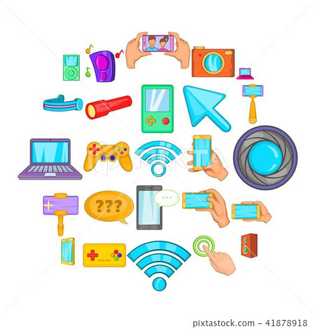 Mobile phone icons set, cartoon style - Stock Illustration [41878918 ...
