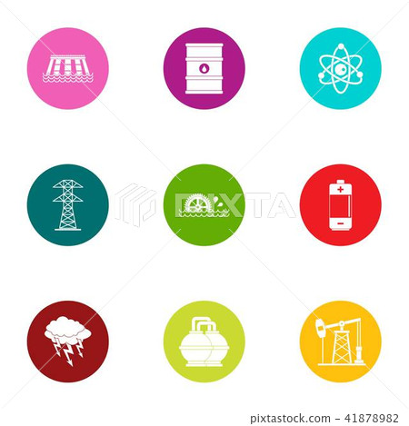 Process fuel icons set, flat style - Stock Illustration [41878982] - PIXTA