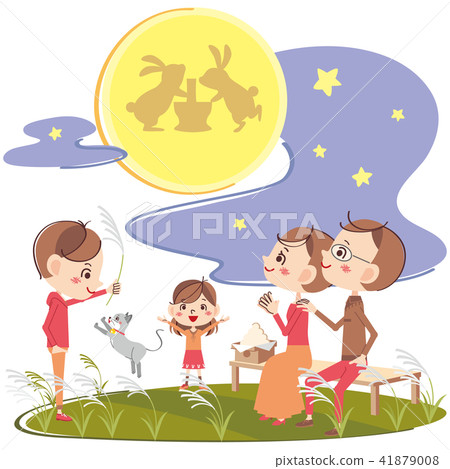 Moon viewing with family 1 - Stock Illustration [41879008] - PIXTA