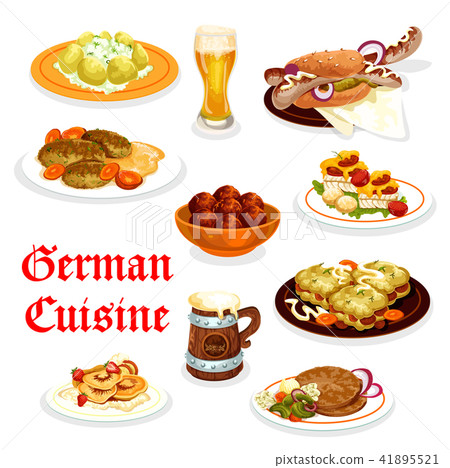 German cuisine dinner icon with Oktoberfest food-插圖素材 [41895521] - PIXTA圖庫