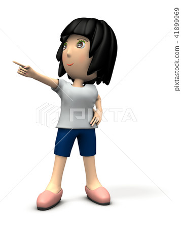 Cute character pointing at goal - Stock Illustration [41899969] - PIXTA