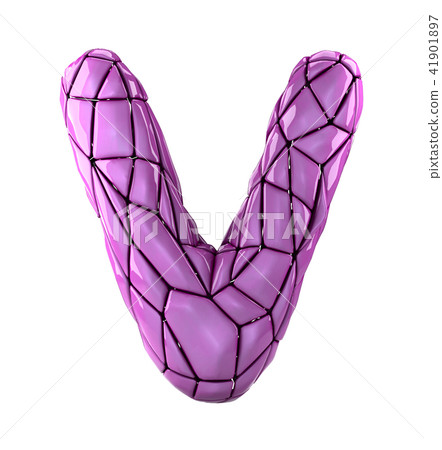 Capital latin letter V in low poly style pink... - Stock Illustration ...