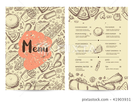 Hand drawn restaurant menu design - Stock Illustration [41903931] - PIXTA