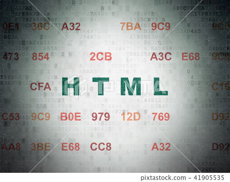 Programming concept: Html on Digital Data Paper... - Stock Illustration ...
