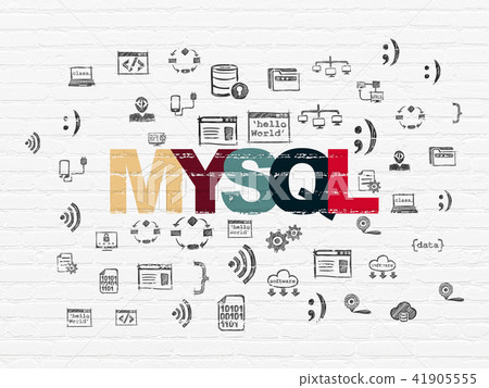 Database concept: MySQL on wall background - Stock Illustration ...