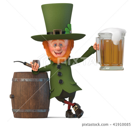 3d illustration Saint Patrick with beer - Stock Illustration [41910085 ...