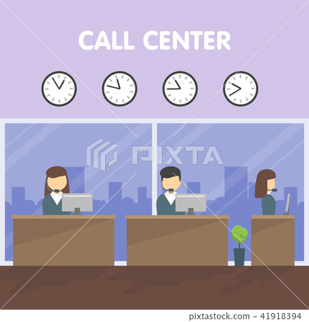 Workers call center, bitmap illustration - Stock Illustration [41918394 ...
