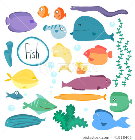 Tropical bitmap fish collection isolated - Stock Illustration [41918405 ...