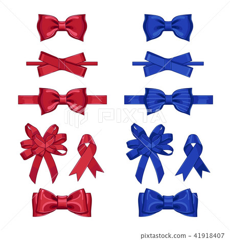 Set of bitmap gift bows isolated with ribbons - Stock Illustration ...