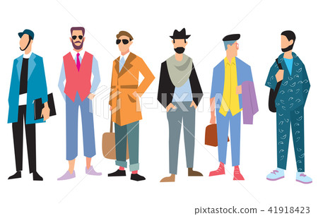 Beautiful young mens in fashion clothing, bitmap-插圖素材 [41918423] - PIXTA圖庫