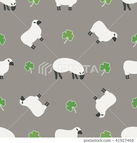 Irish shamrock, clovers, sheep pattern. - Stock Illustration [41927408 ...