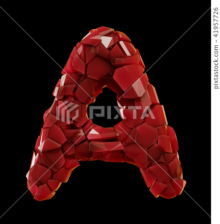 Alphabet made of plastic shards red color... - Stock Illustration ...