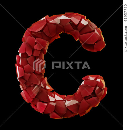 Alphabet made of plastic shards red color... - Stock Illustration ...