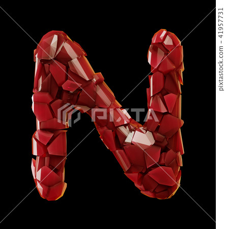 Alphabet made of plastic shards red color... - Stock Illustration ...