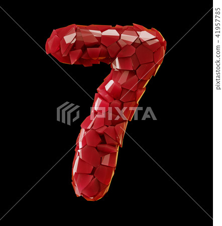 Number 7 seven made of plastic shards red color... - Stock Illustration ...